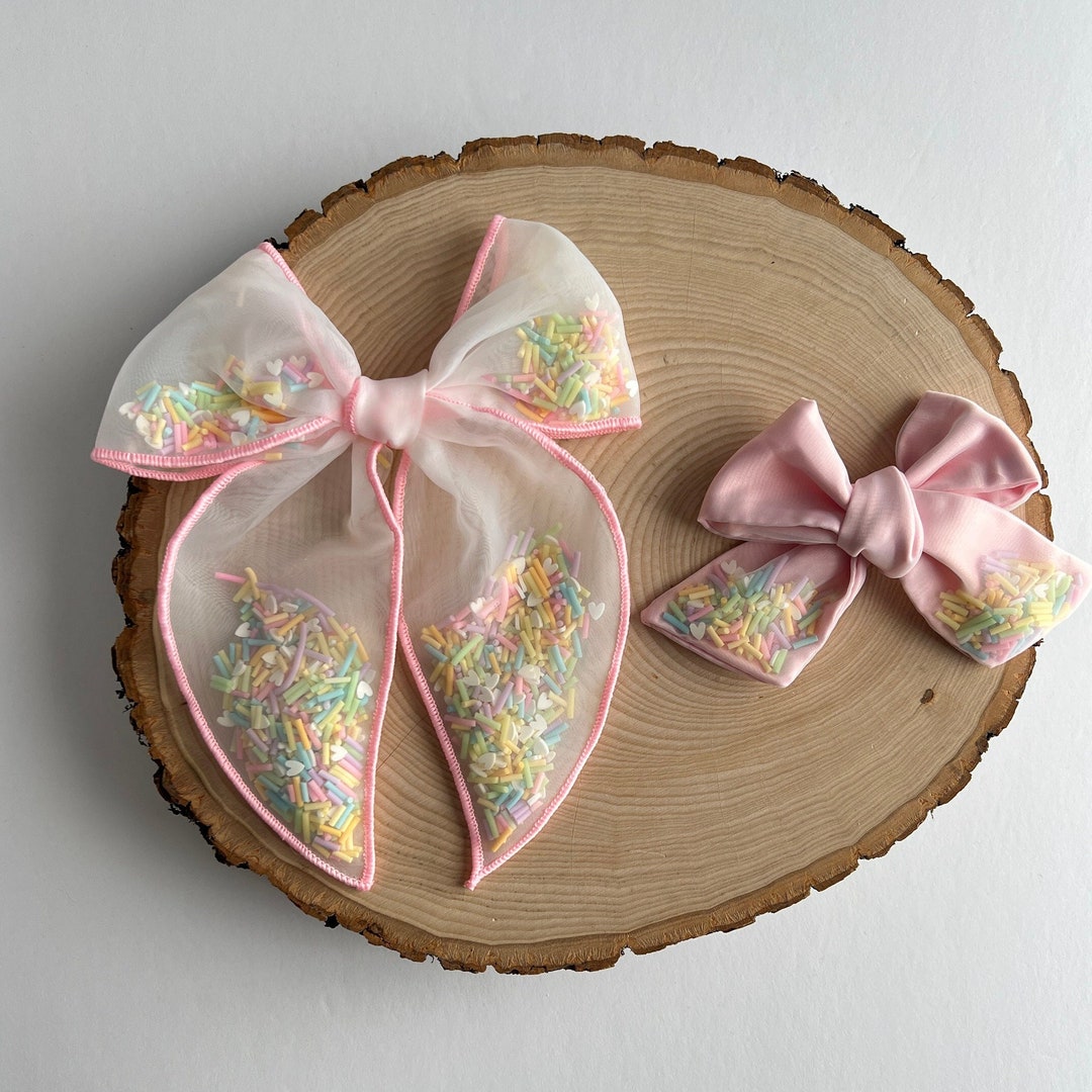 Valentine Pastel Shaker Bows Sprinkles Hair Bow Heart Shaped - Etsy