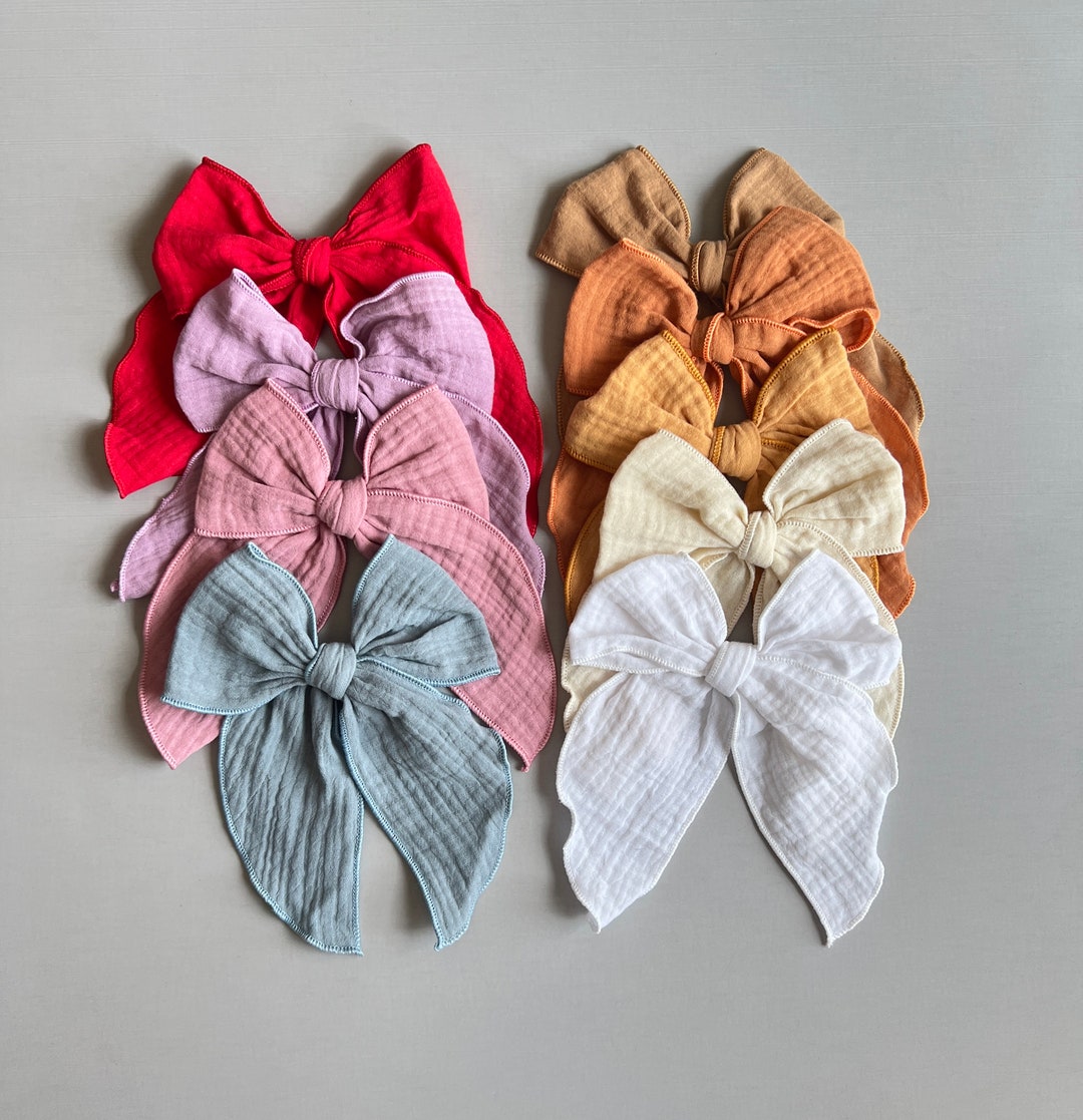 Large Gauze Hair Bows, Fall Hair Bows, Muslin Bows, Fable Hair Bows ...