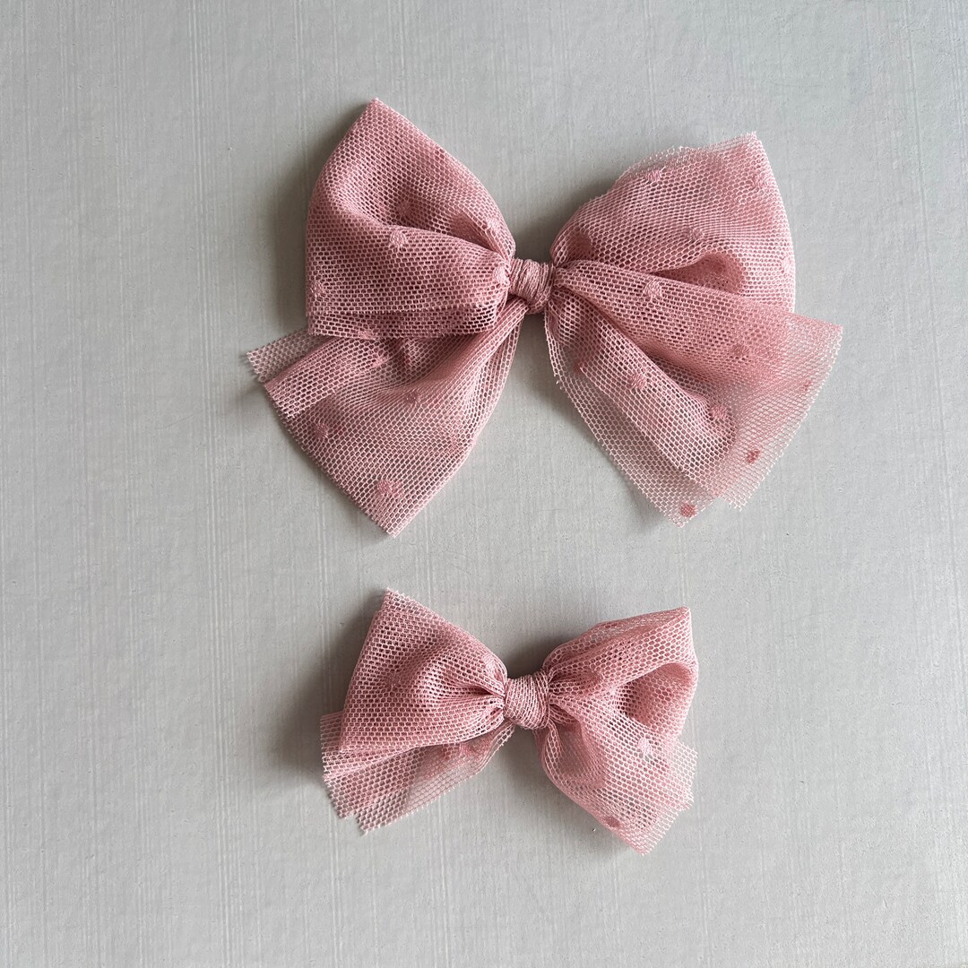 Mauve Hair Bow, Mauve Polka Dot Bow, Summer Bows, Toddler Hair Bows ...