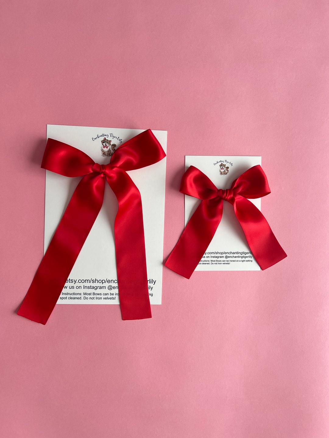 Red Satin Tie Bow, Women Bows, Toddler Hair Bows, Long Tail Bows ...