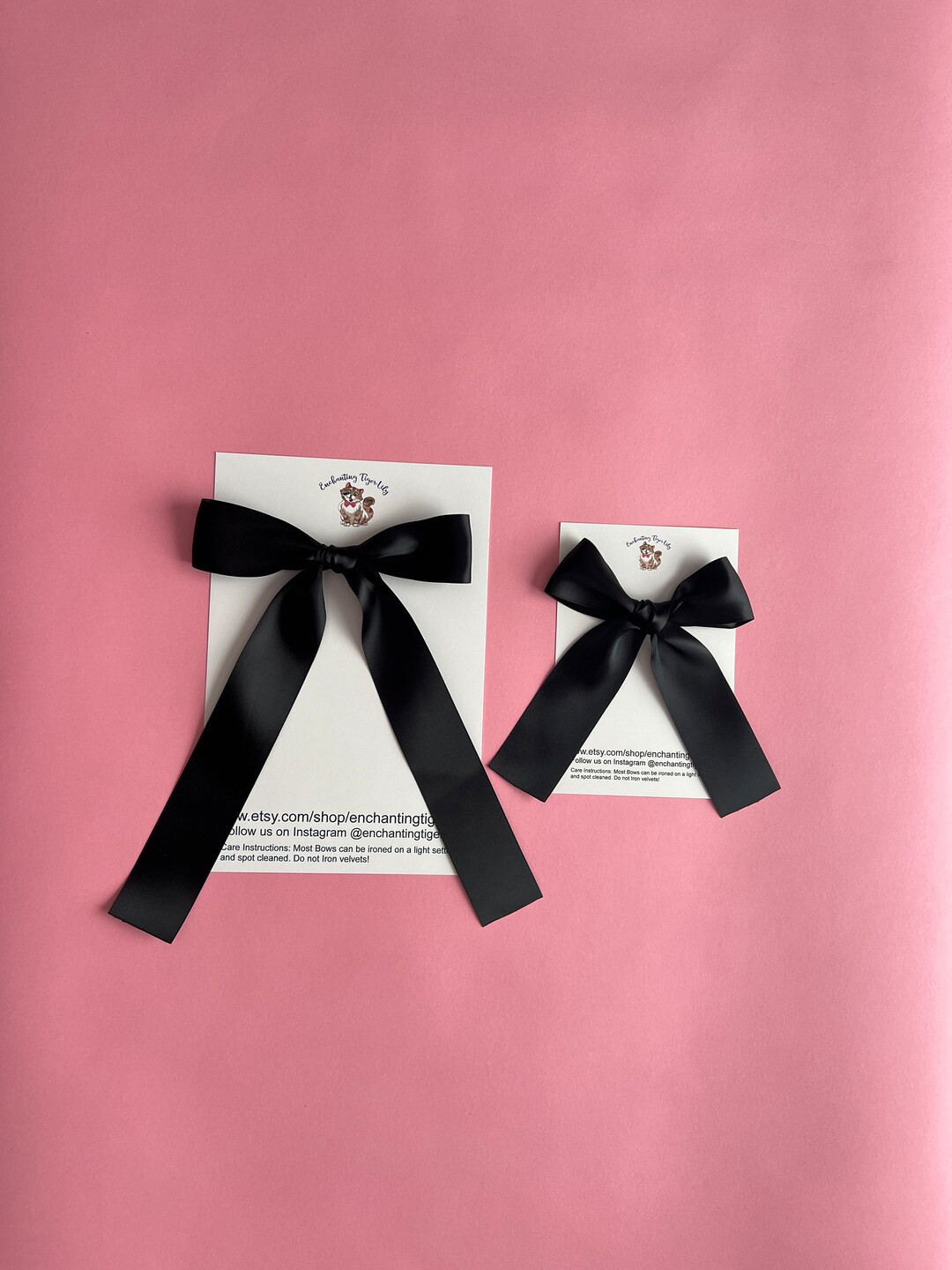 Black Satin Tie Bow, Women Bows, Toddler Hair Bows, Long Tail Bows ...