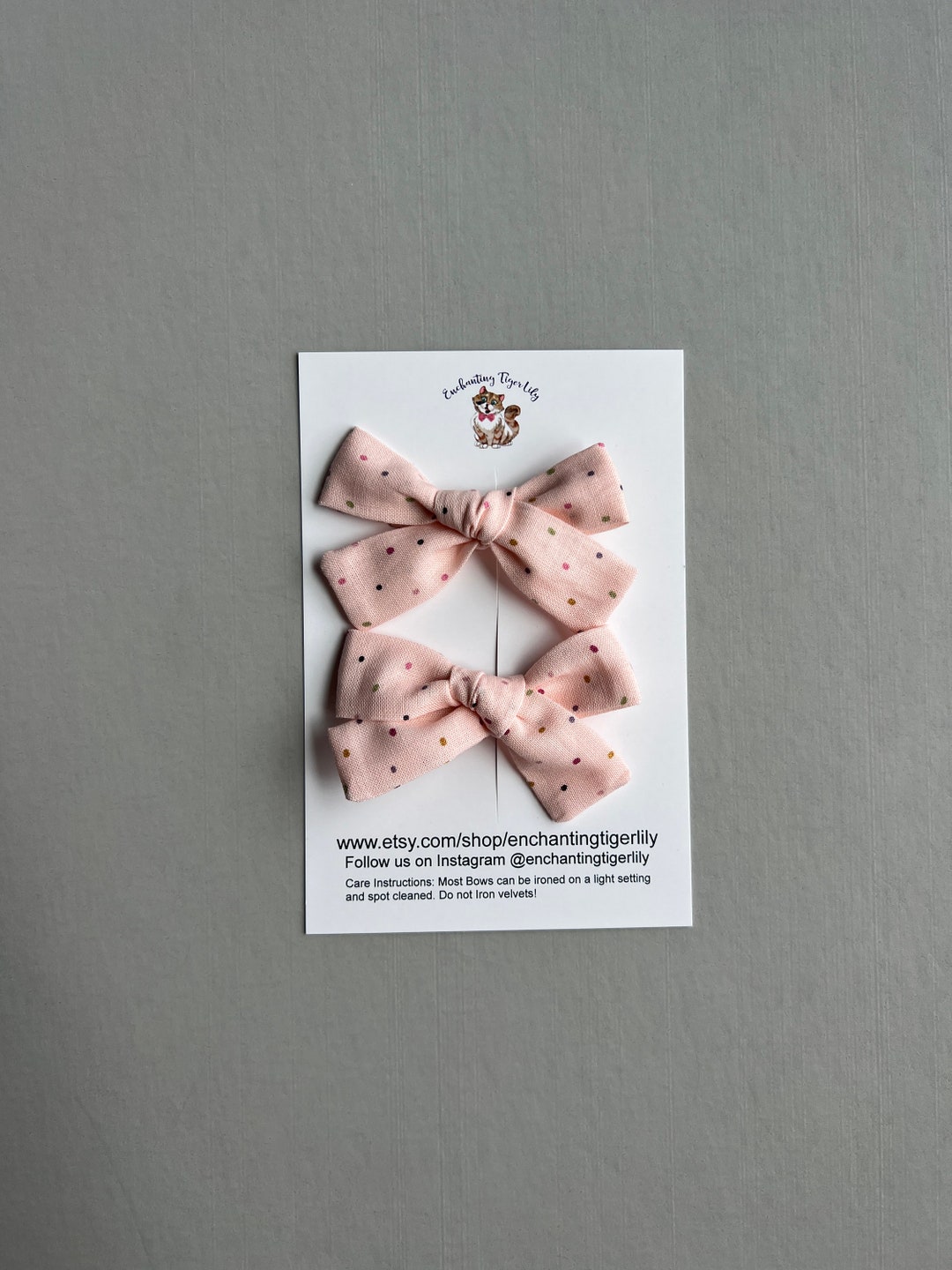 Pigtail Bows, Pink Polka Dot Pigtail Bows, Pack of 2 Bows, Pigtail Hair ...