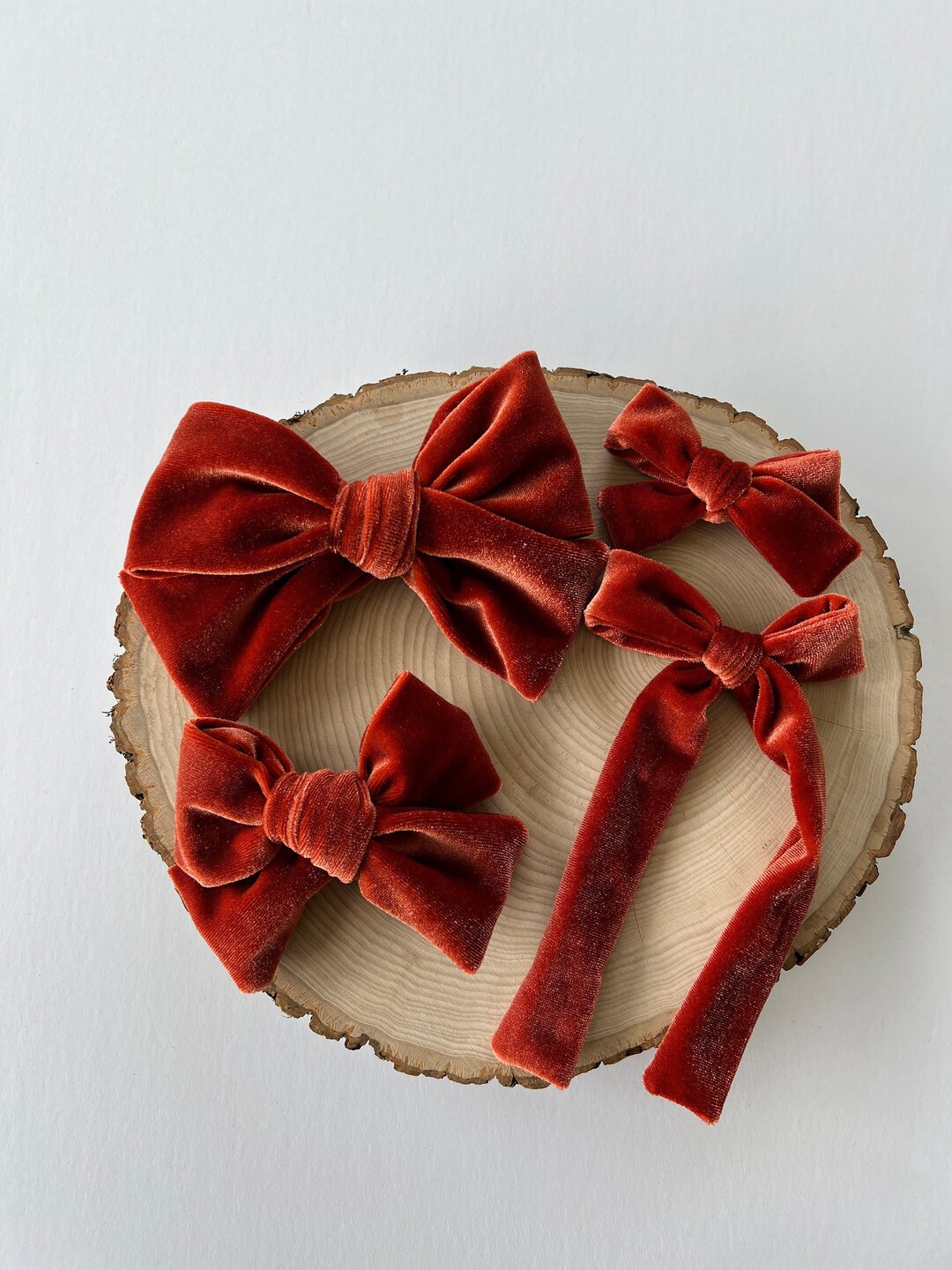 Orange Velvet Bow, Burnt Orange Velvet Hair Bow, Fall Bows, School Girl ...