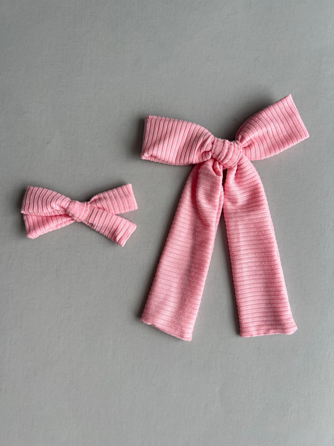Pink Hair Bow, Rib Knit Bows, School Girl Bows, Baby Bows, Pigtail Bows ...
