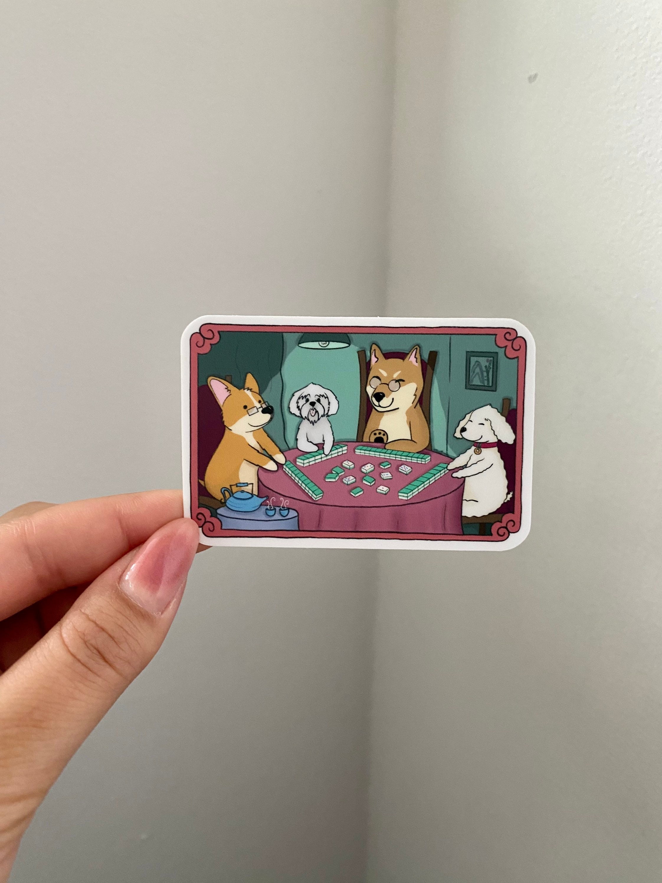 Dogs Playing Mahjong Vinyl Sticker - Etsy