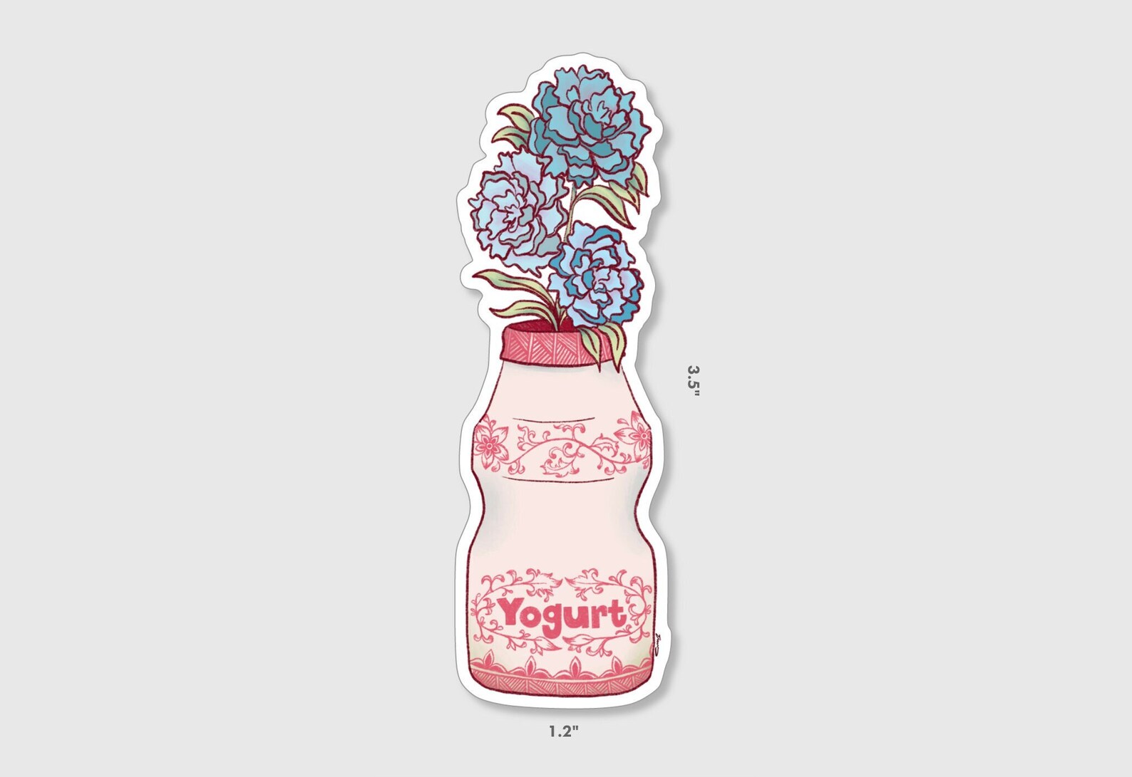 Asian Yogurt Drink With Flowers Vinyl Sticker - Etsy