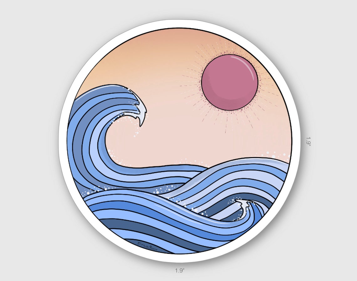 Great Wave Vinyl Laptop Sticker - Etsy