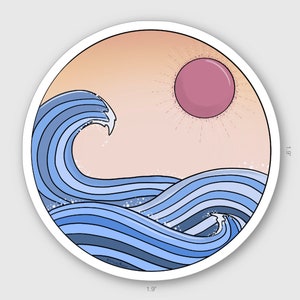 Great Wave Vinyl Laptop Sticker - Etsy