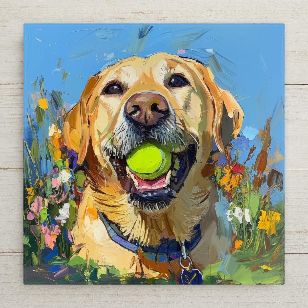 Labrador Retriever Wall Art Ceramic Tile – Let’s Play Fetch – Labrador ...
