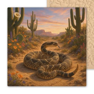 Rattlesnake Ceramic Tile Art – Desert Wildlife Wall Decor – Coiled ...