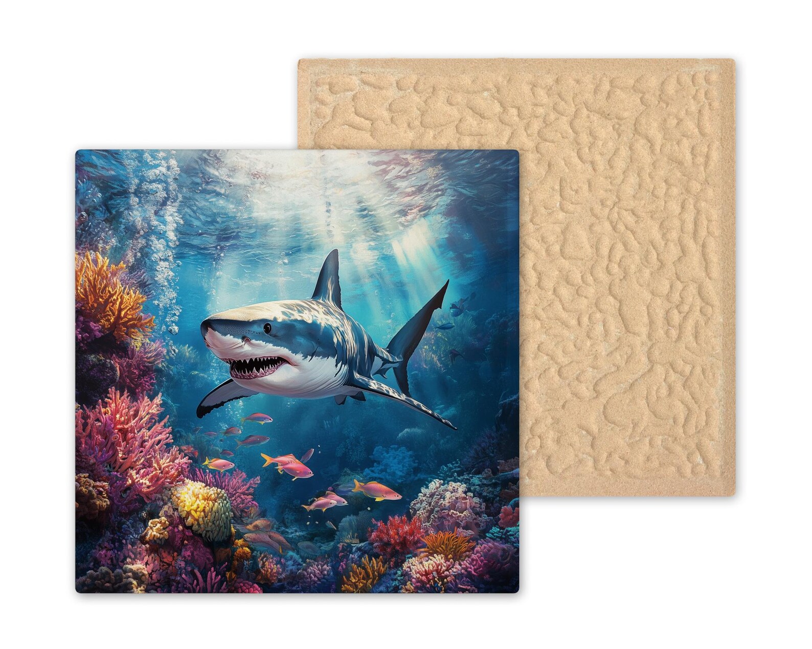 Great White Shark Ceramic Tile - Ocean Predator Bathroom Decor - Marine ...