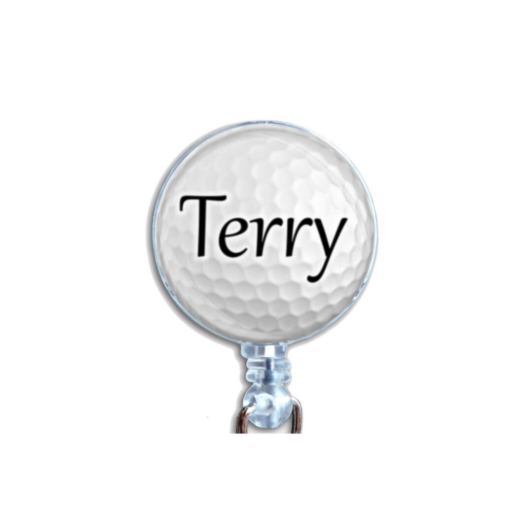 Personalized Golf Ball Badge Holder Retractable ID Name Card Badge Reel ...