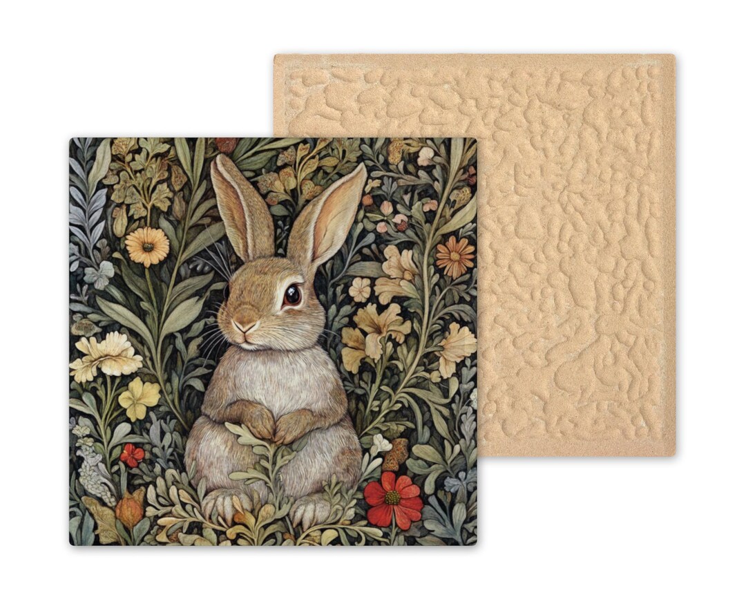 Art Nouveau Bunny Ceramic Tile: William Morris Inspired Wall Art - Etsy