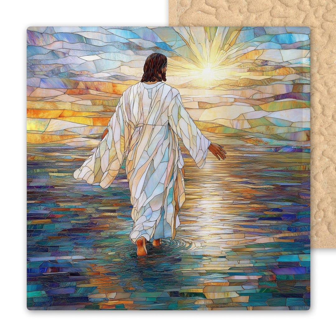 Stained Glass Style Jesus Ceramic Tile: Christian Religious Wall Art - Etsy