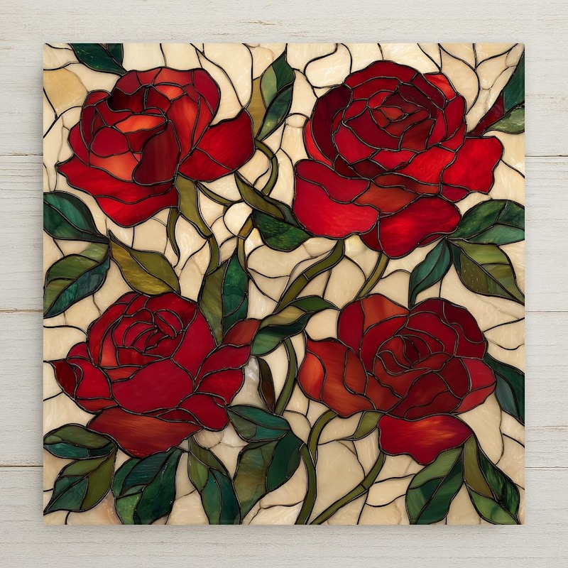 Red Rose Ceramic Tile - Etsy