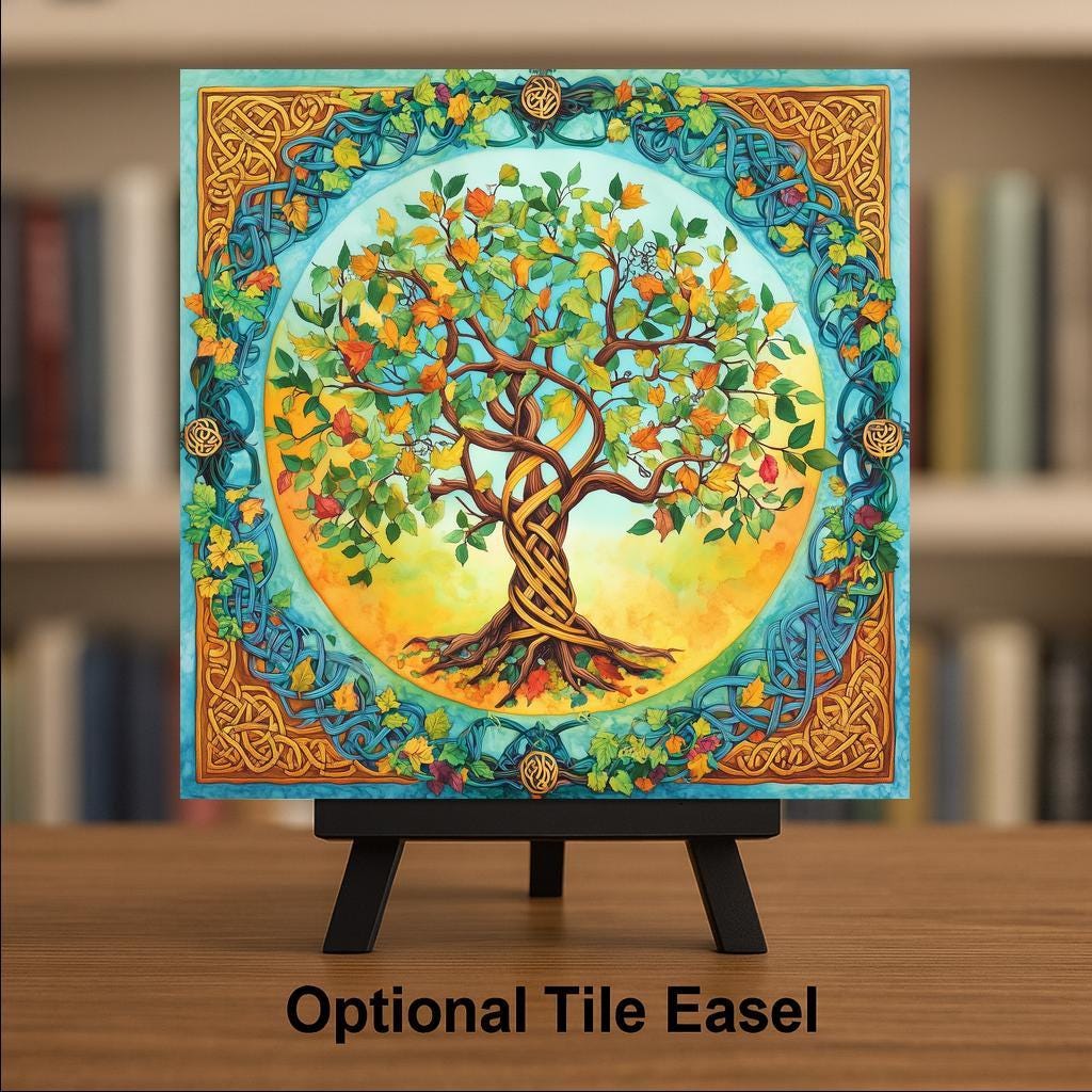 Celtic Tree of Life Ceramic Tile: Irish Pagan Altar Decor, Wiccan ...