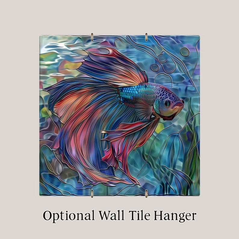 Betta Fish Ceramic Tile Art: Handcrafted Aquatic Wall Decor - Etsy