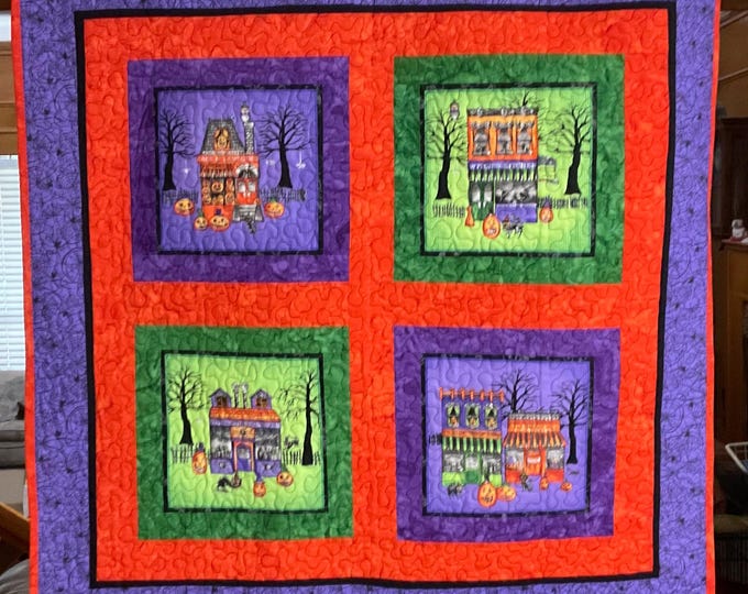 Haunted House in Green/purple Wall Hanging - Etsy