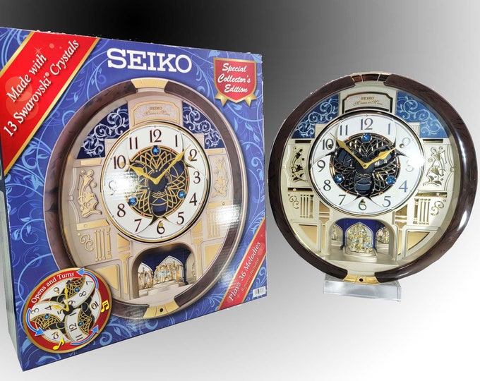 Seiko Melodies in Motion Swarovski Music Wall Clock QXM228BRH * Castle ...