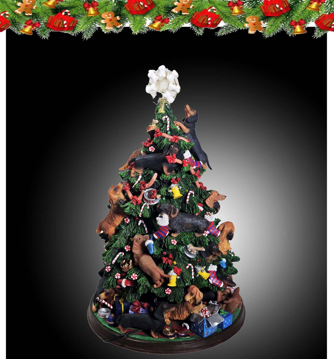 Danbury Mint 15" Lighted Dachshund Christmas Tree With Lights - Etsy