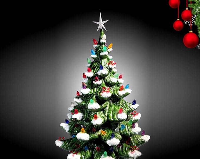 Vintage Large 24" Atlantic Mold Ceramic Light up Christmas Tree - Etsy