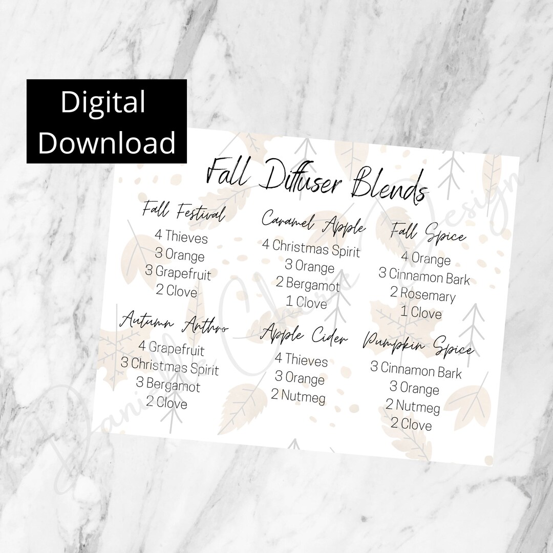 Young Living Fall Diffuser Blends Recipe Card (editable Canva Template ...