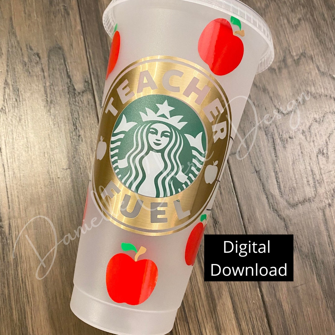 Teacher Fuel SVG | Cold Cup Apple Wrap | Teacher Gift | Apple Cup Wrap ...