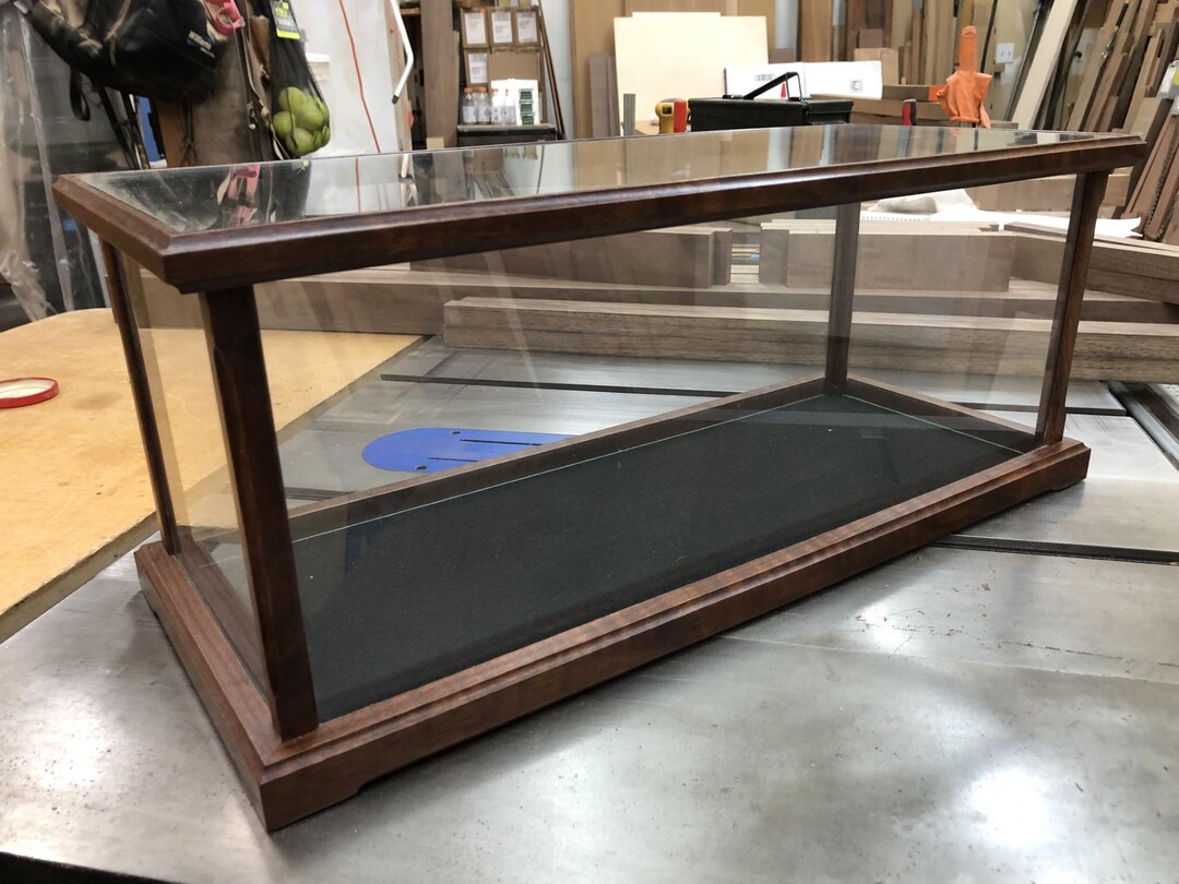 Wood and Glass Walnut Display Case - Etsy