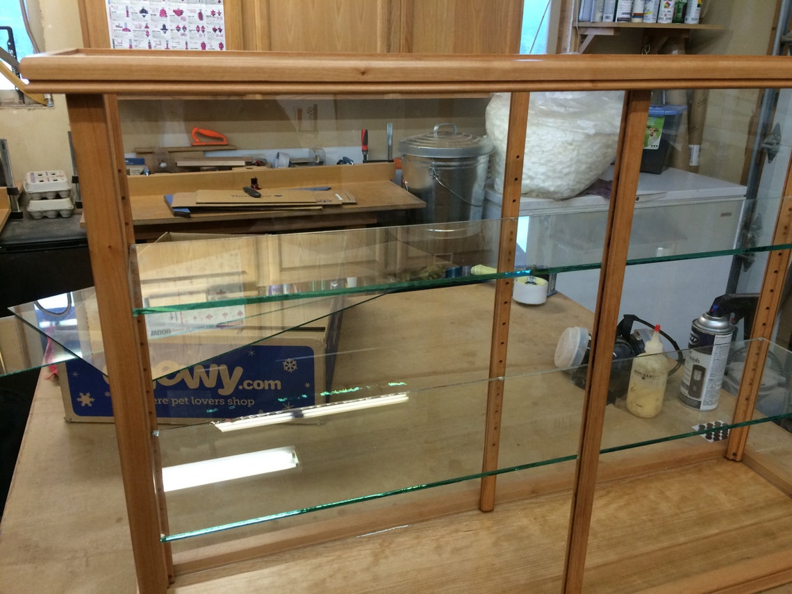 Wood and Glass Display Case for Models, Crystal, Figurines - Cherry ...