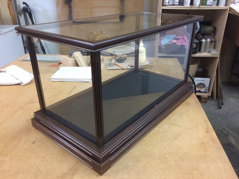 Wood and Glass Samuri Sword Display Case With Base - Walnut, Options ...