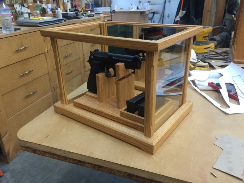 Pistol/gun Display Case Wood and Glass Red Oak Case Only Stand Sold ...