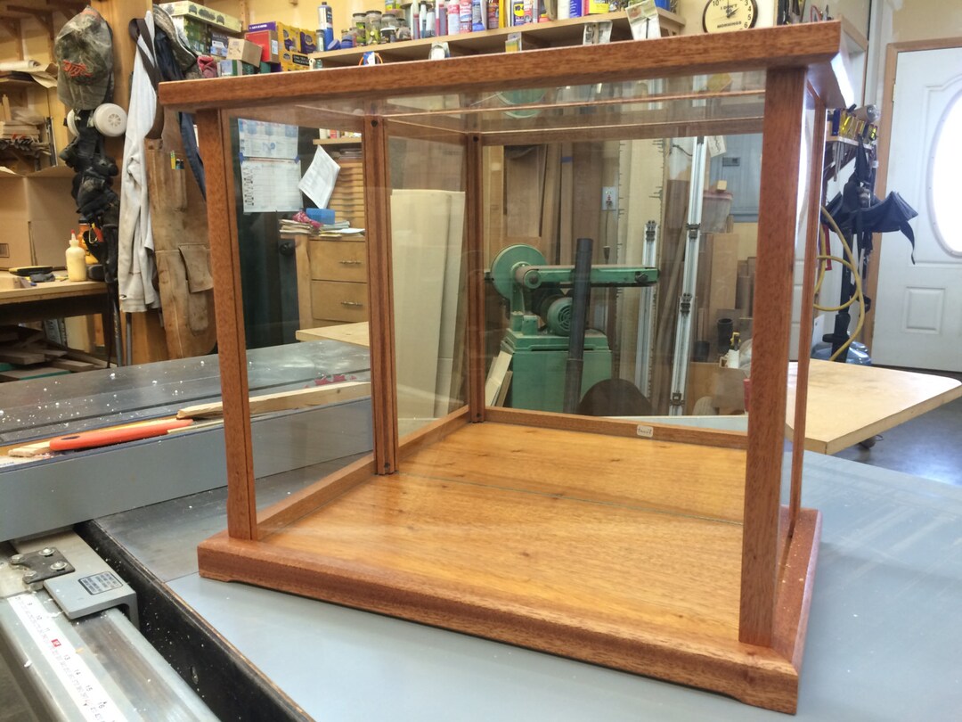 Wood and Glass Display Case for Models, Crystal, Figurines - Mahogany ...