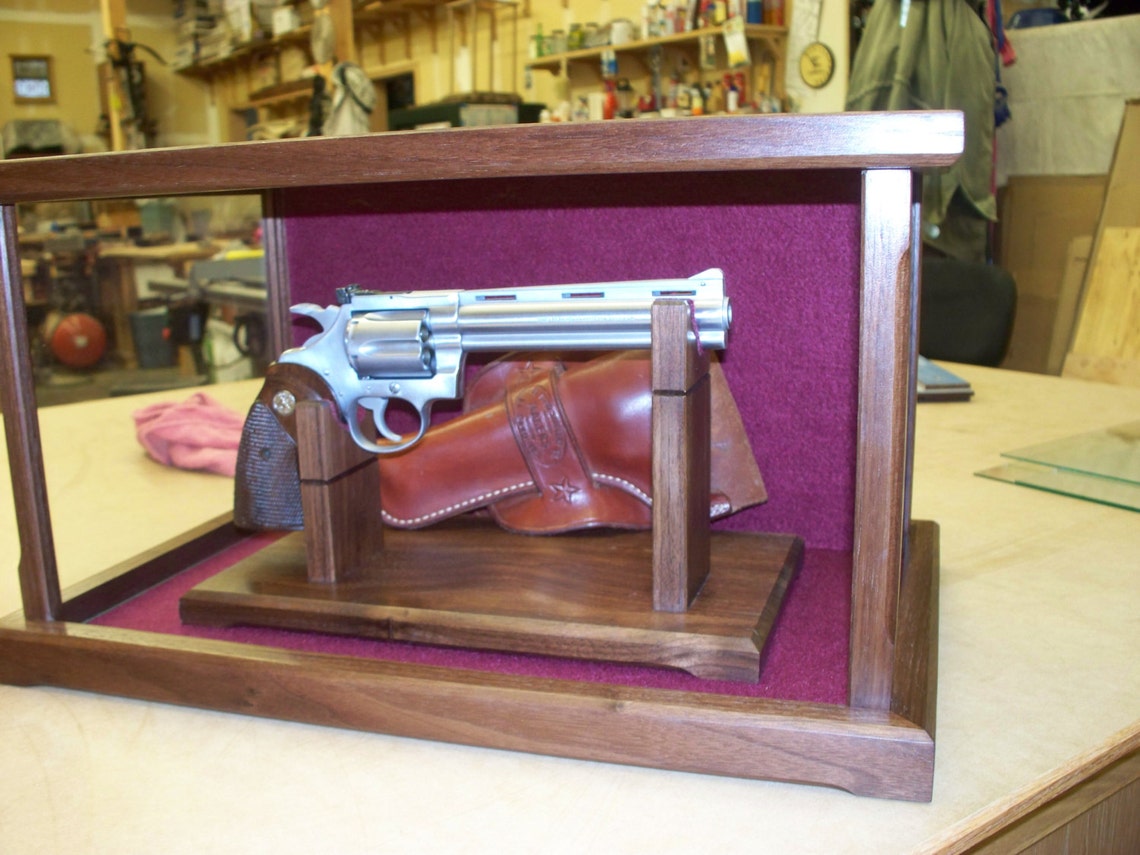 Pistol/gun Display Case Wood and Glass - Walnut - Case Only - Stand ...