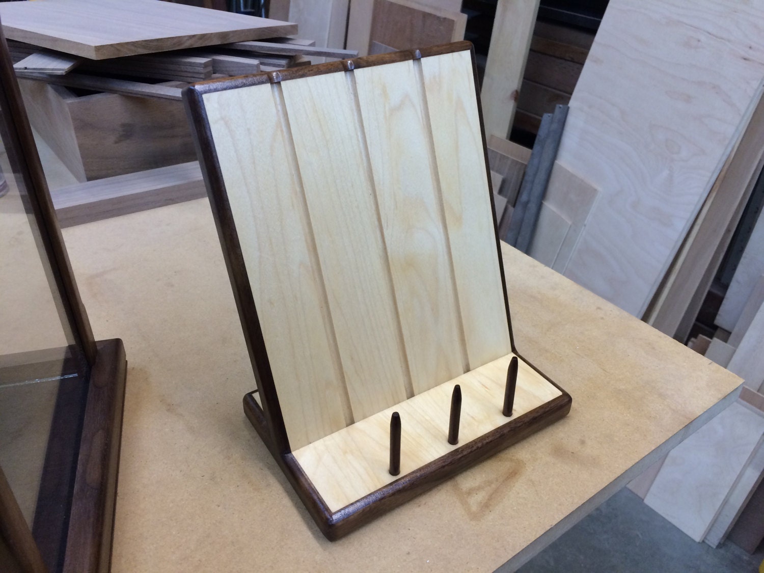 Rare Book / Document Display Case Wood/glass With Stand - Walnut/maple ...