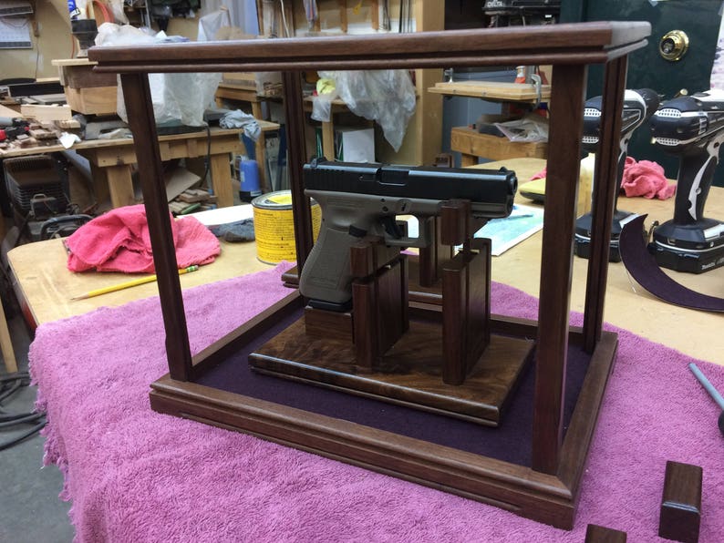 Walnut Pistol/gun Display Case - Wood and Glass W/custom Trim Package ...