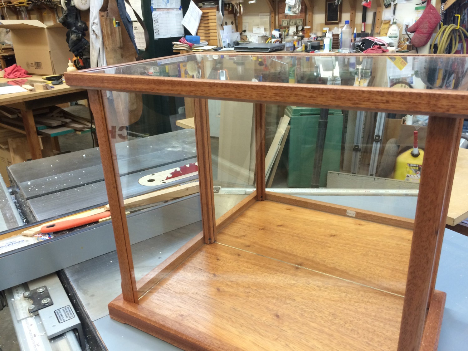 Wood and Glass Display Case for Models, Crystal, Figurines Mahogany ...