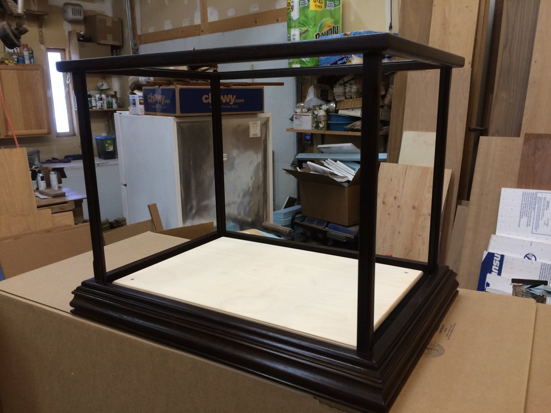 Wood and Glass Display Case With Base - Peruvian Walnut, Options Also ...