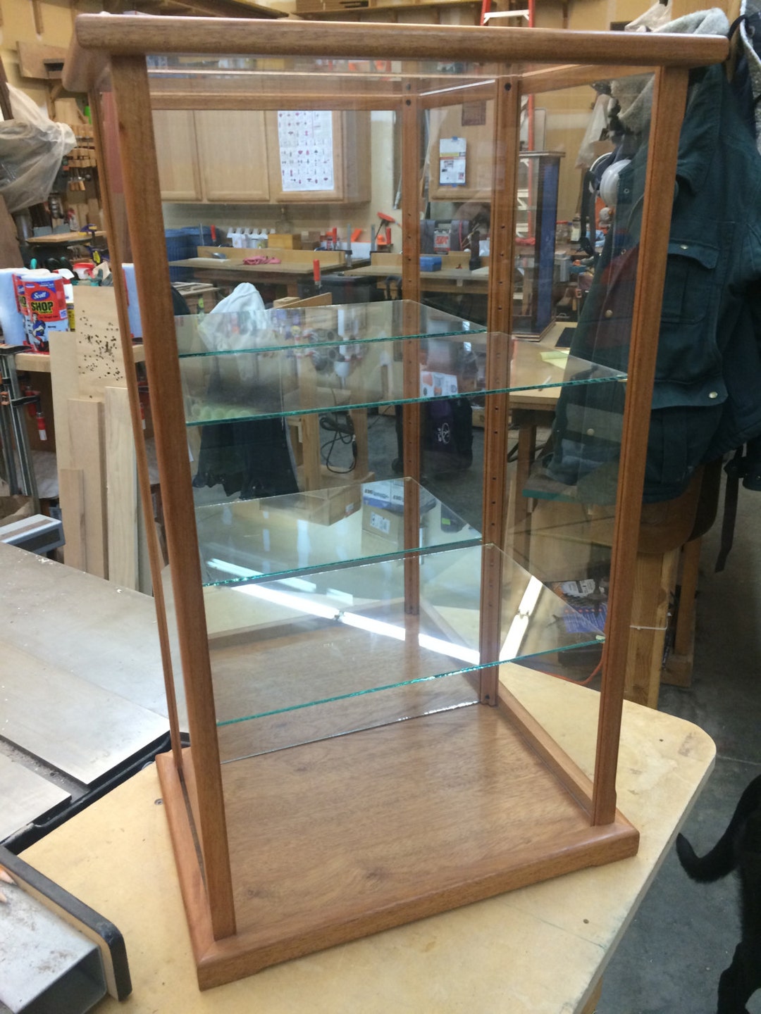 Wood&glass Display Case for Models, Crystal, Figurines - Mahogany ...