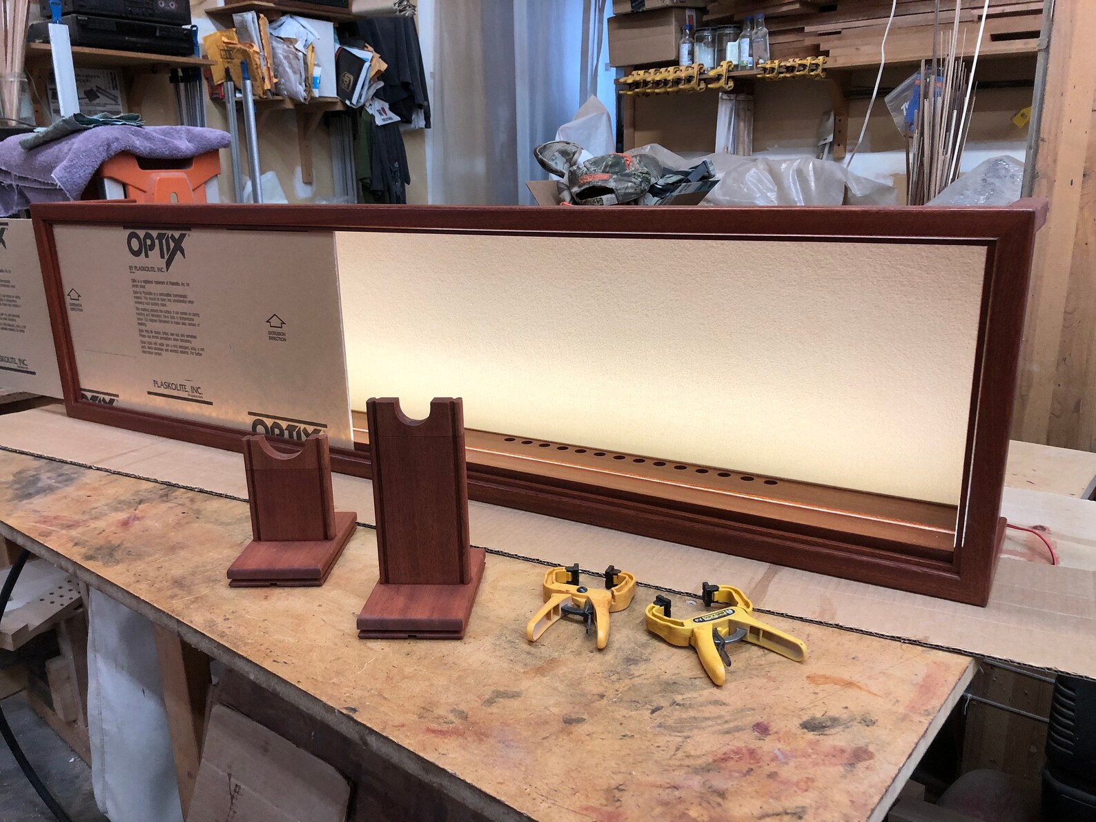 Wood and Glass Hanging Case With Stands for Model Ships,swords,spears ...