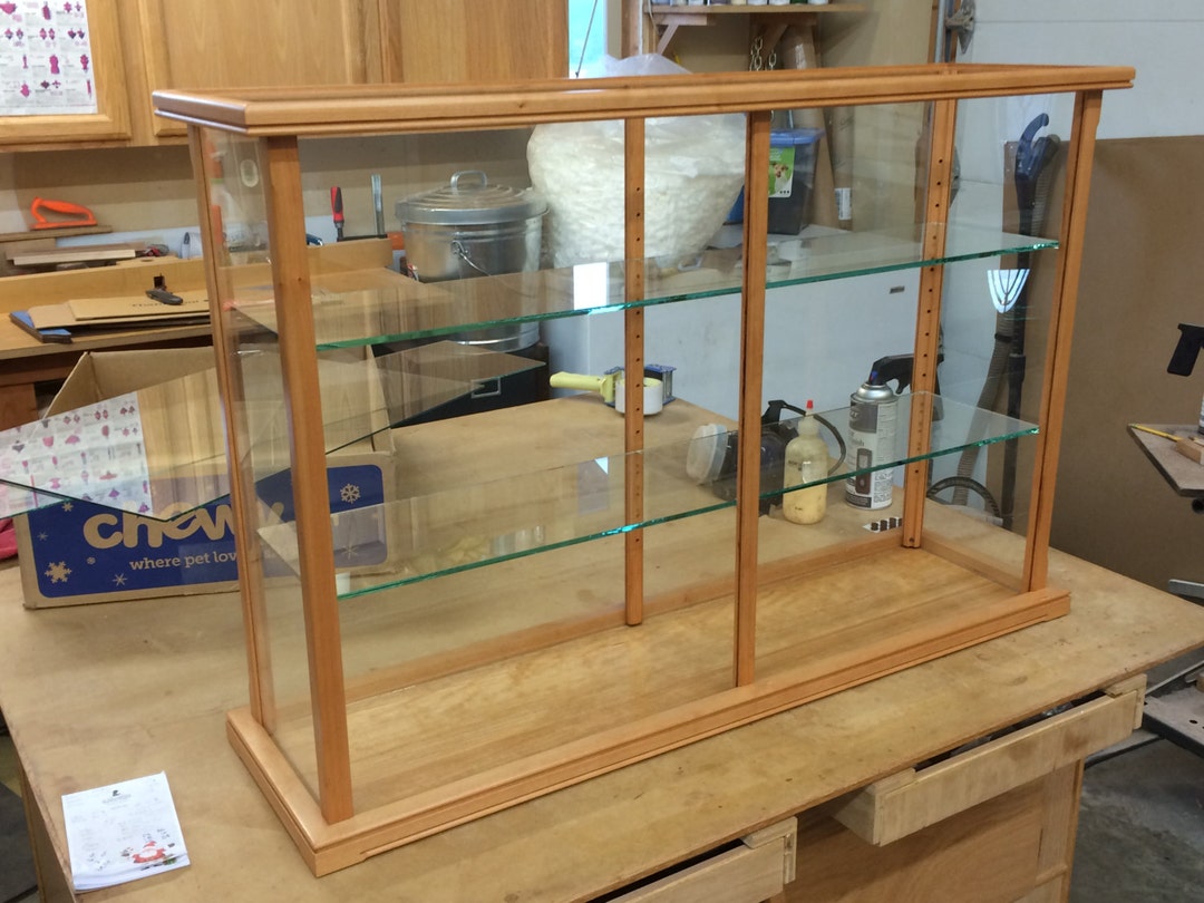 Wood and Glass Display Case for Models, Crystal, Figurines - Cherry ...