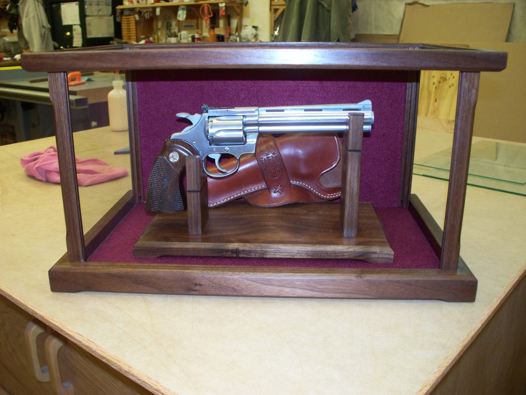 Pistol/gun Display Case Wood and Glass - Walnut - Case Only - Stand ...