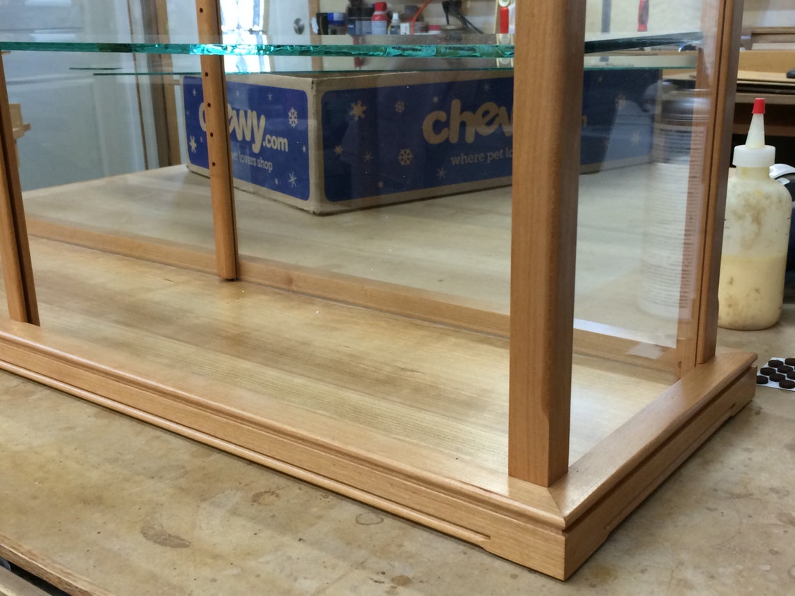 Wood and Glass Display Case for Models, Crystal, Figurines - Cherry ...