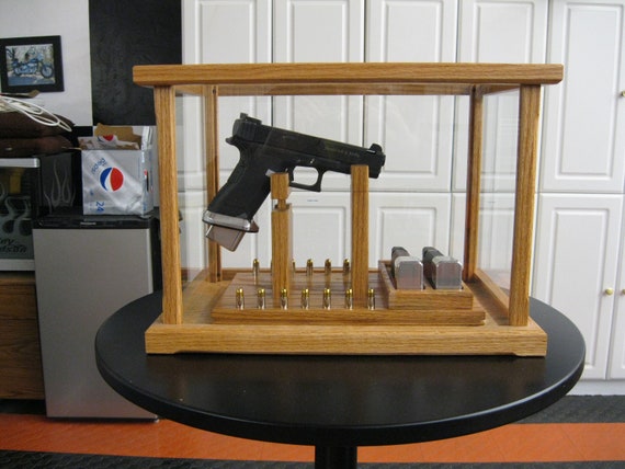 Red Oak Pistol/gun Display Case Wood and Glass Case Only | Etsy