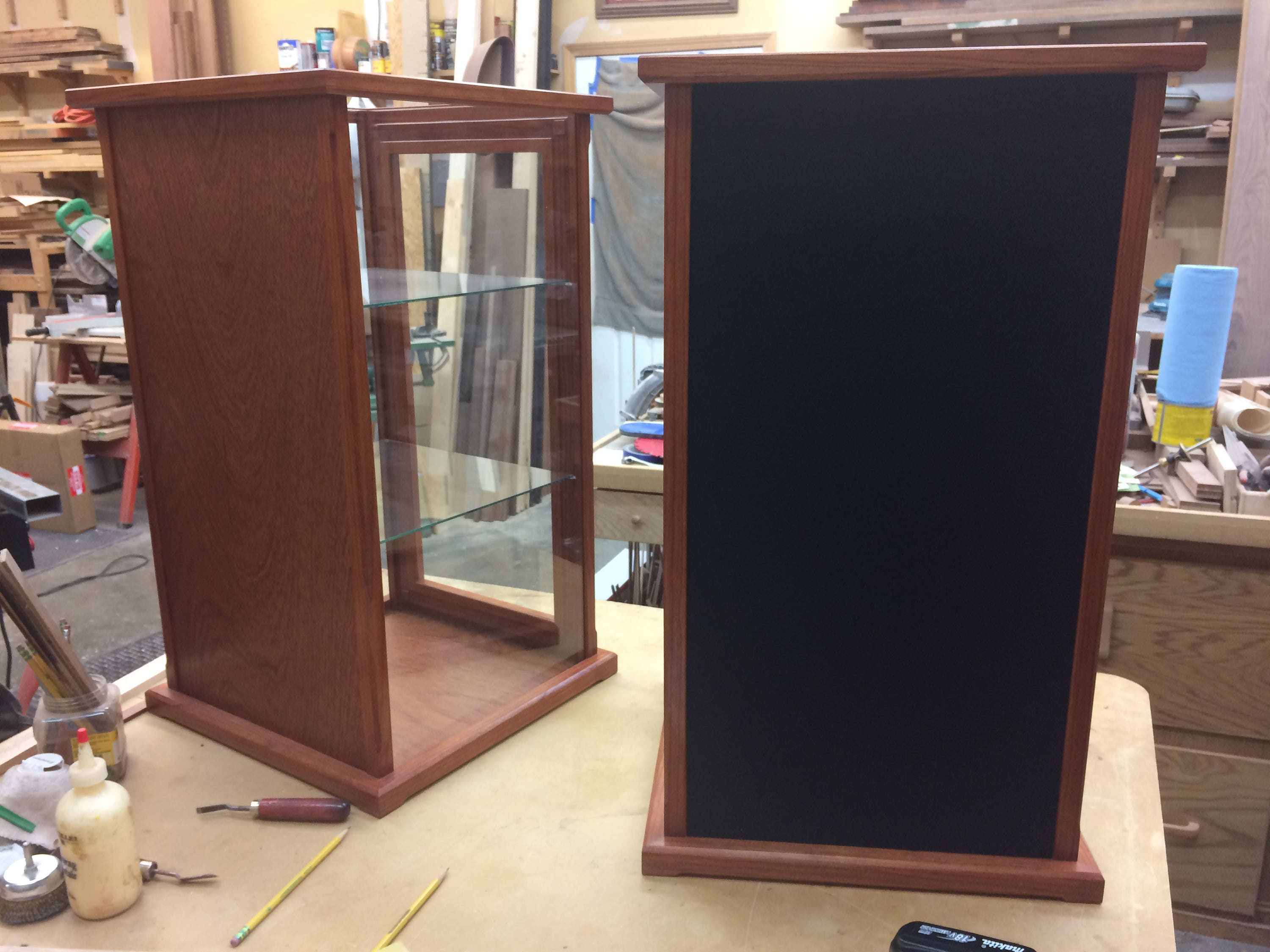 Wood and Glass Display Cases ( Matching Set of Two) for Collectables ...