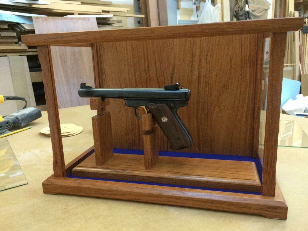 Pistol/gun Display Case Wood and Glass Brazilian Cherry Case Only Stand ...