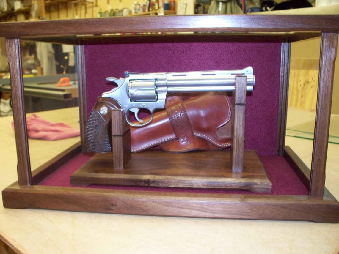 Pistol/gun Display Case Wood and Glass - Walnut - Case Only - Stand ...