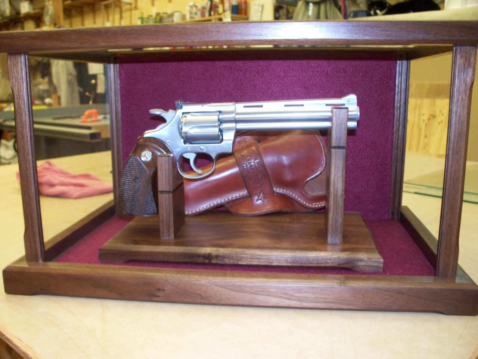Pistol/gun Display Case Wood and Glass - Walnut - Case Only - Stand ...