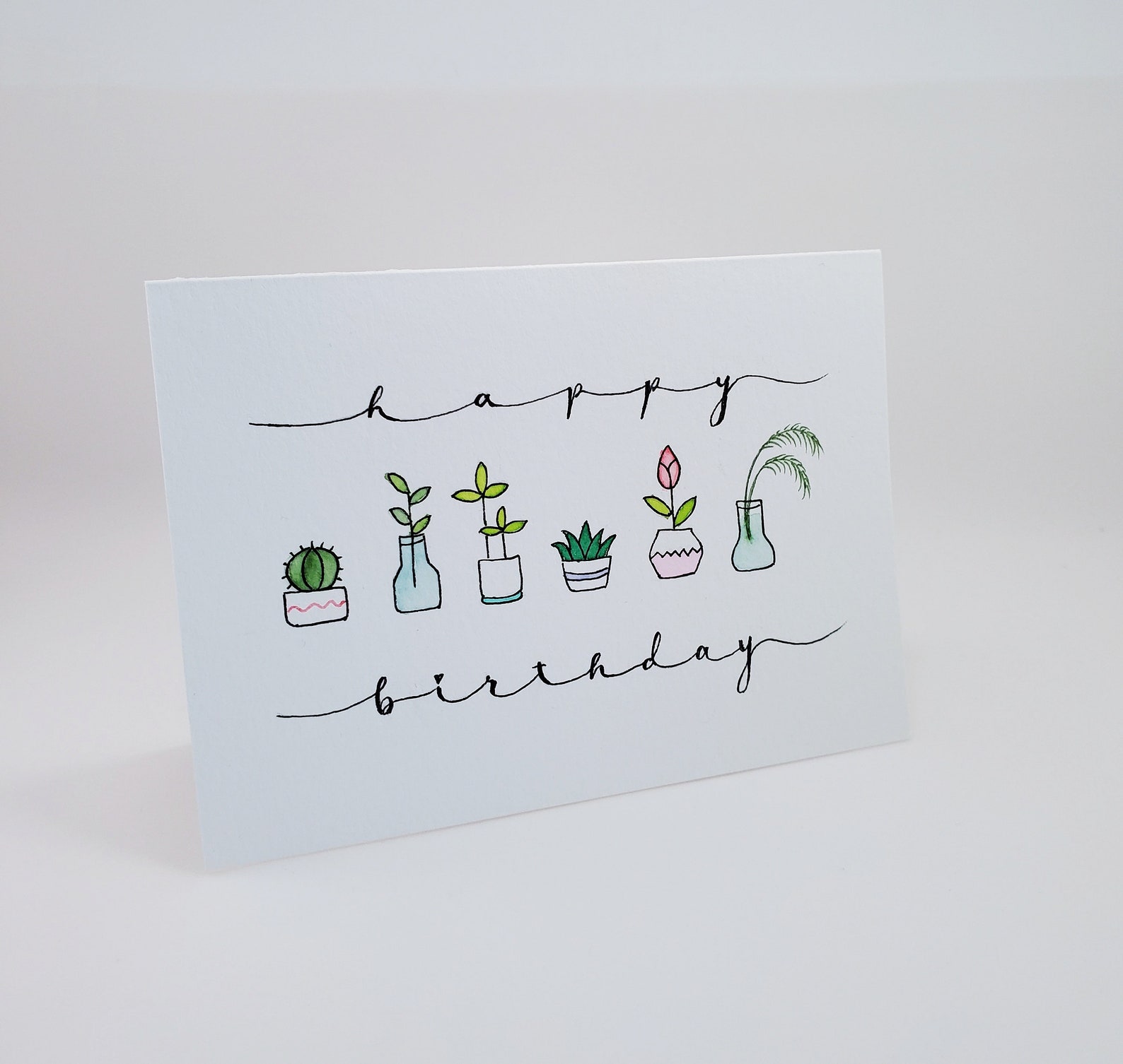 Hand Lettered Birthday Card Calligraphy Greeting Card - Etsy