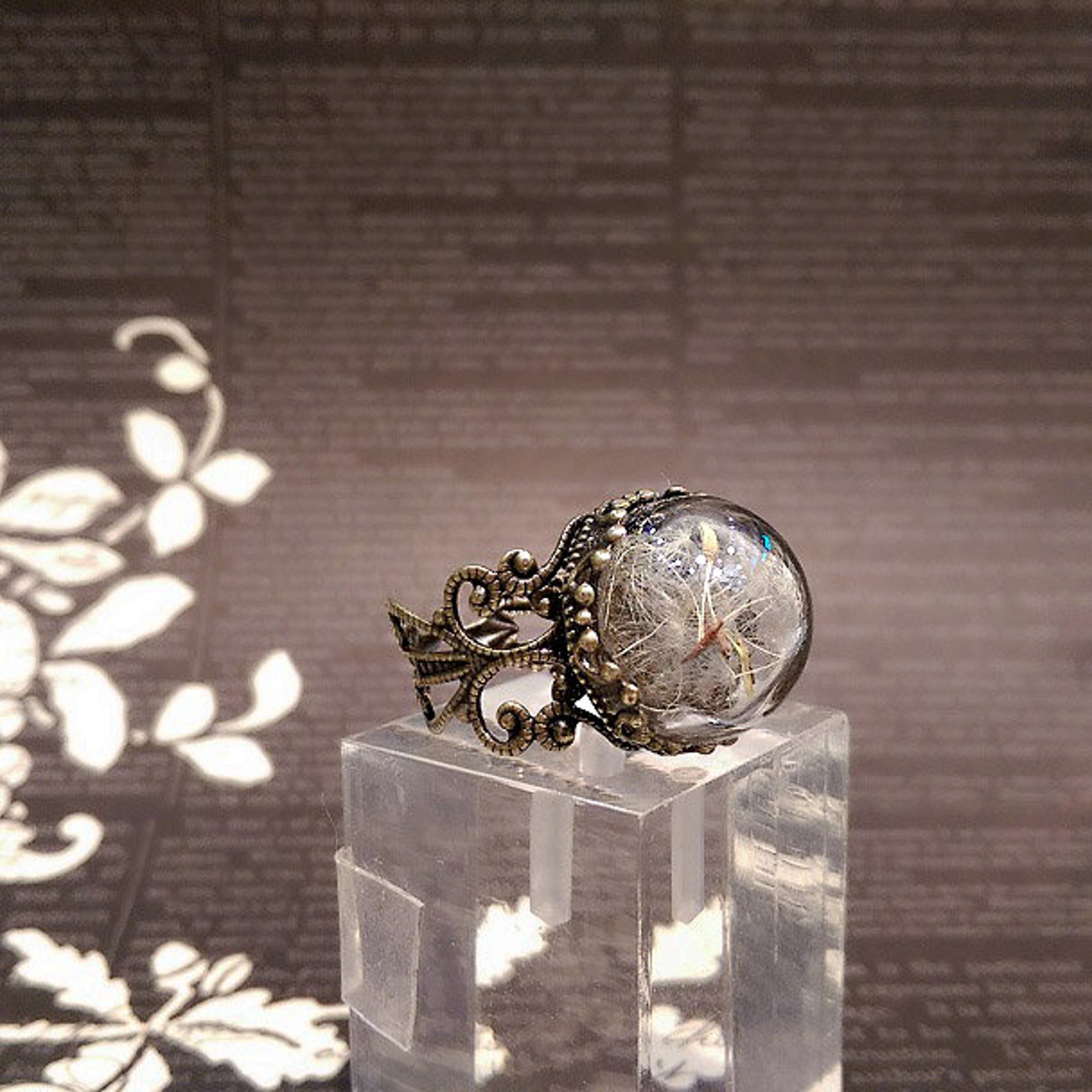 Real Dandelion Ring Dandelion Wish Ring Crown Edge Ring | Etsy