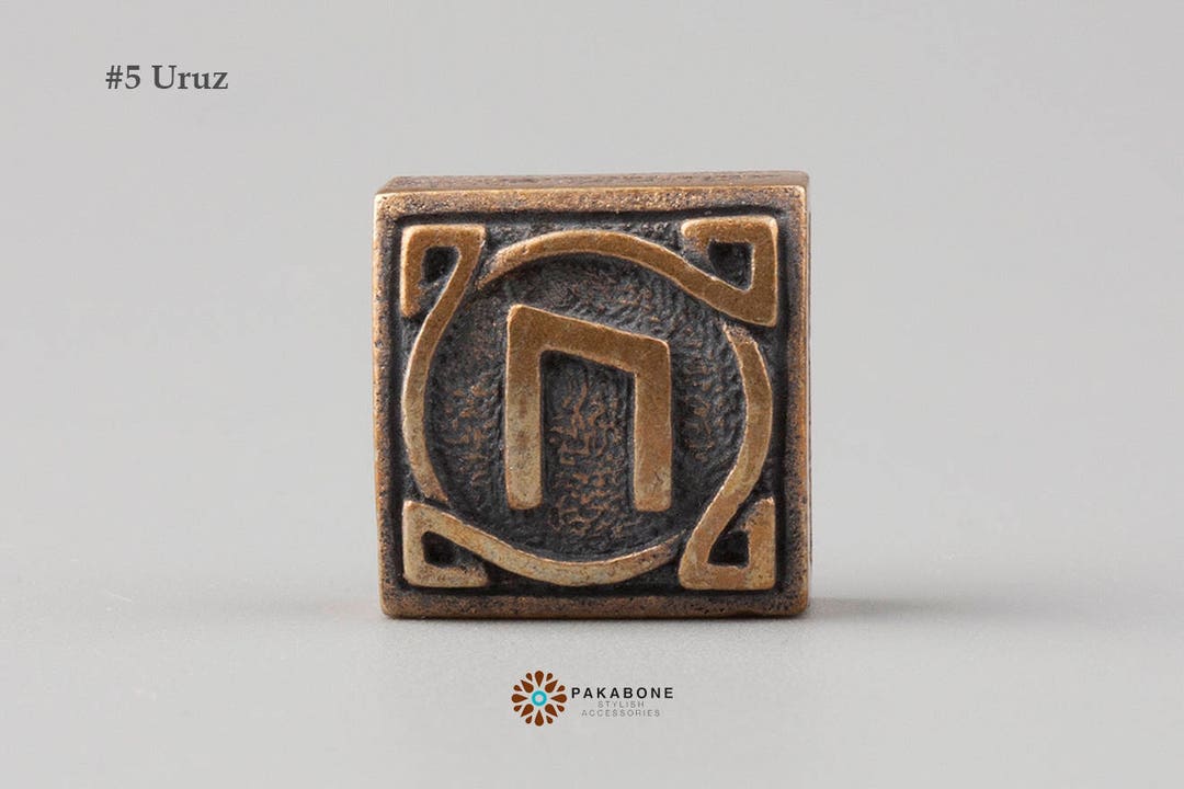Uruz Rune Bronze Charm for Bracelet, Viking Strength Amulet, Norse ...